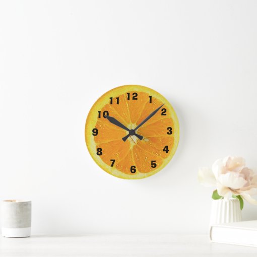ORANGE-HALF CLOCK | Zazzle