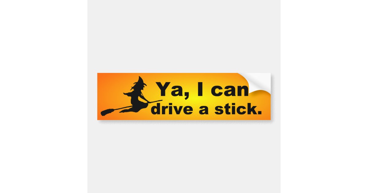 Orange Halloween Witch on Broomstick Bumper Sticker | Zazzle
