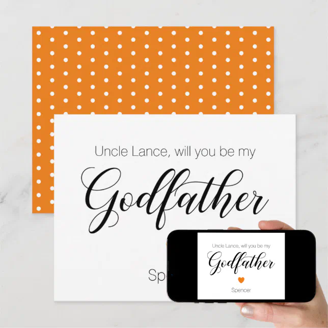 Orange Heart Will You Be My Godfather Proposal Invitation | Zazzle