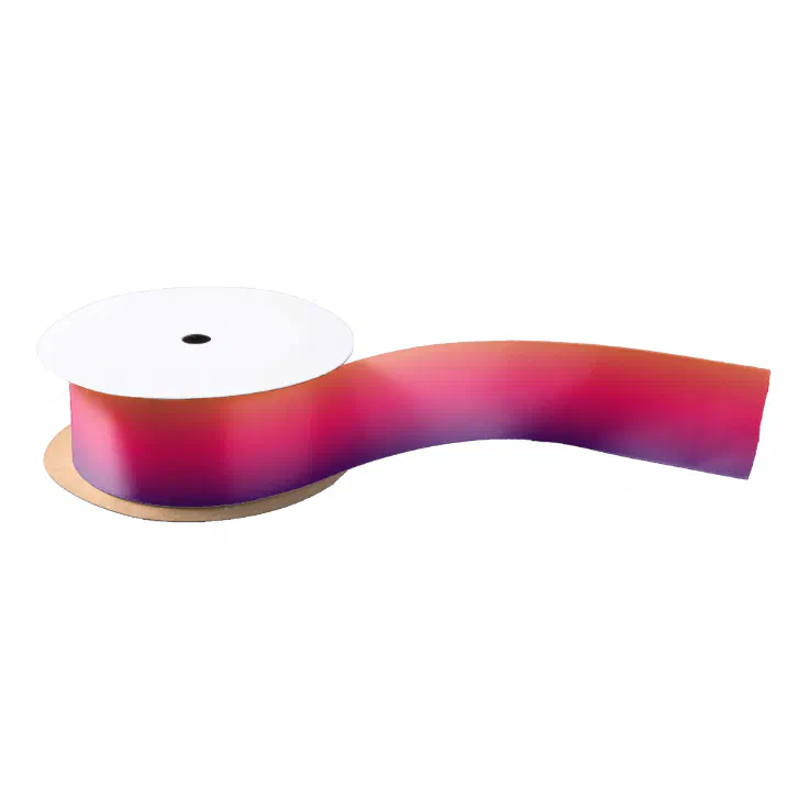 Orange Hot Pink and Purple Ombre Satin Ribbon | Zazzle