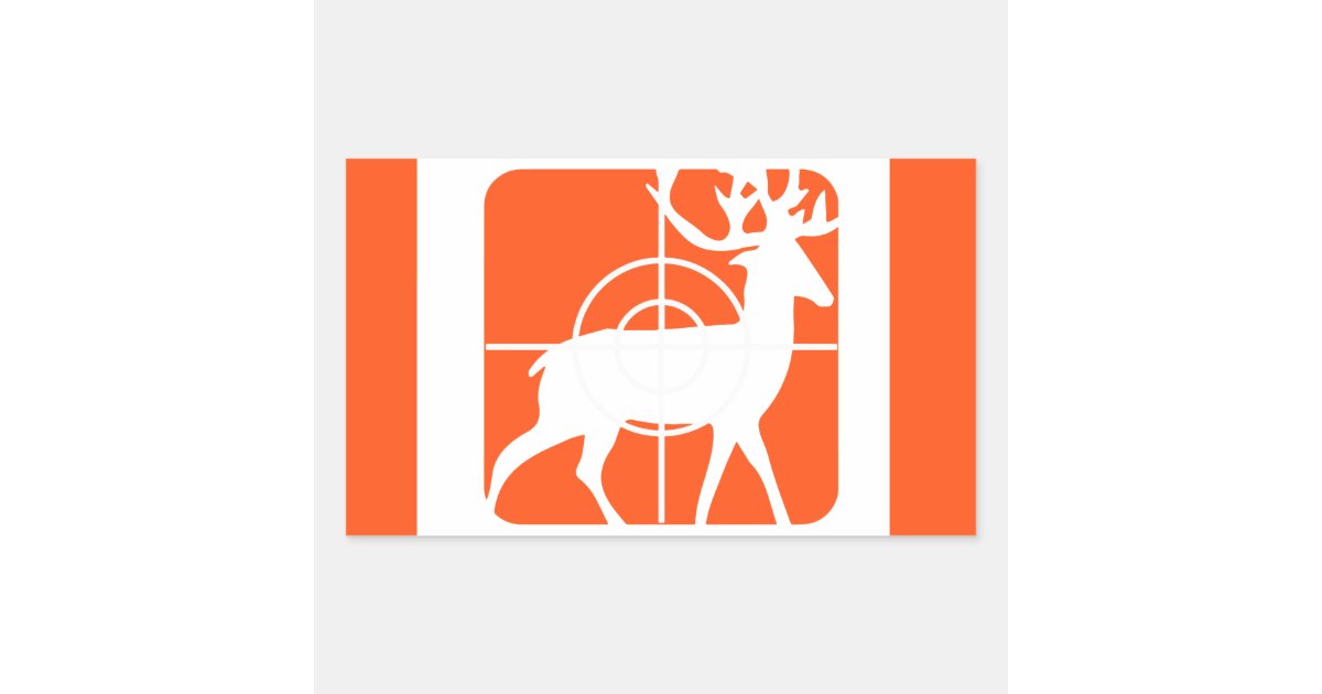 Orange Hunting Buck in Crosshairs Rectangular Sticker | Zazzle