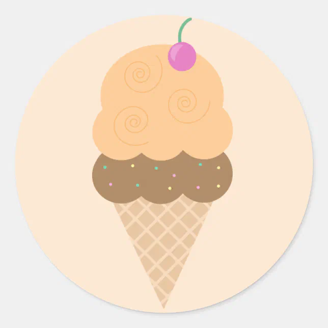 Orange Ice Cream Cone Classic Round Sticker | Zazzle