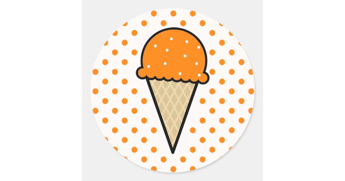 Orange Ice Cream Cone Classic Round Sticker | Zazzle