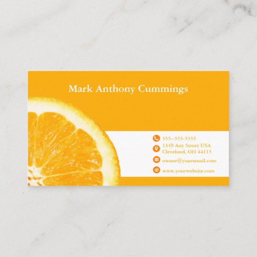 Orange Juice Bar Business Card | Zazzle