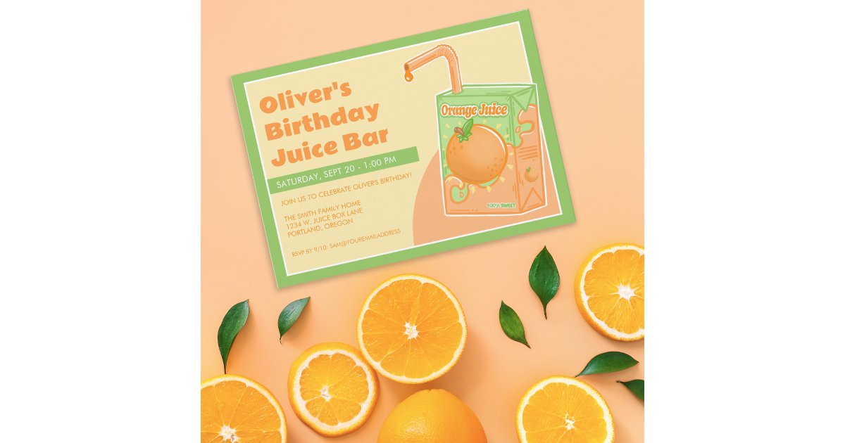 Orange Juice Box Birthday Party Invitation | Zazzle