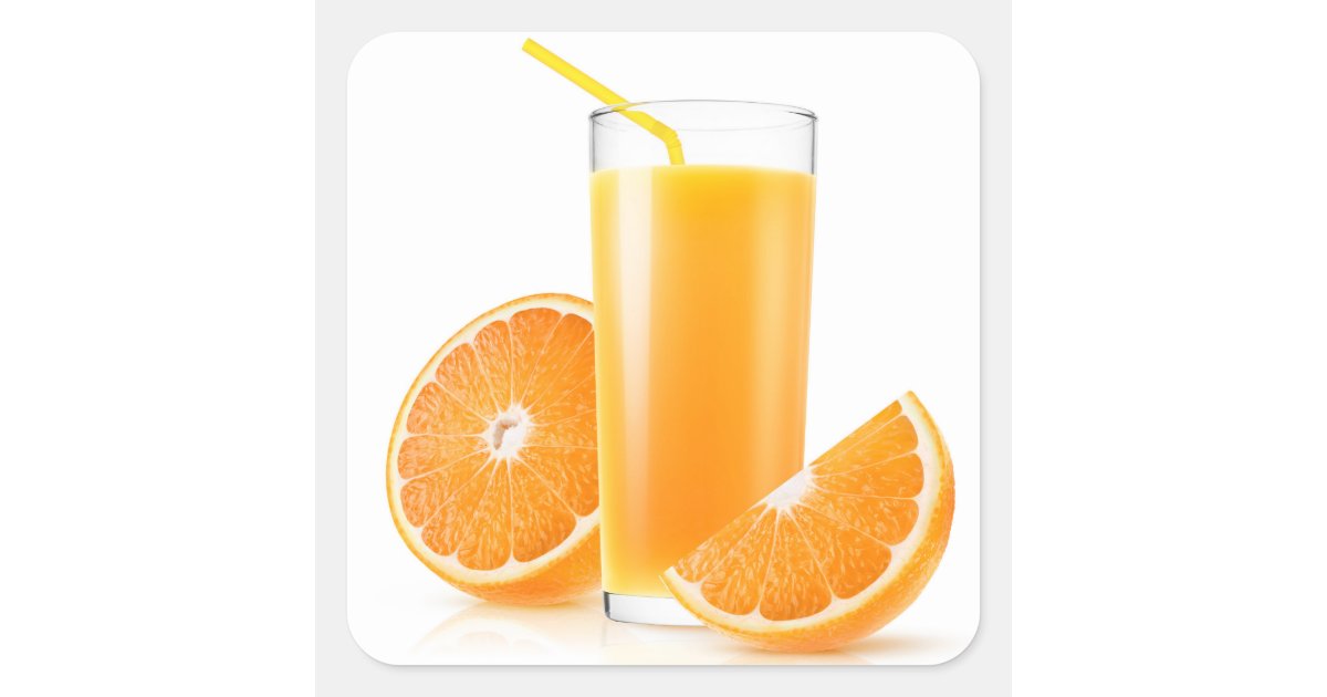 Orange juice square sticker | Zazzle