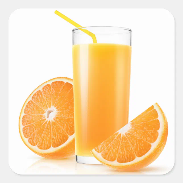 Orange juice square sticker | Zazzle