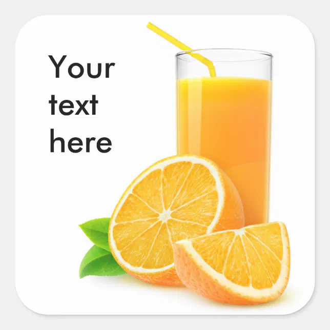 Orange juice square sticker | Zazzle