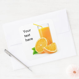 Orange juice square sticker | Zazzle