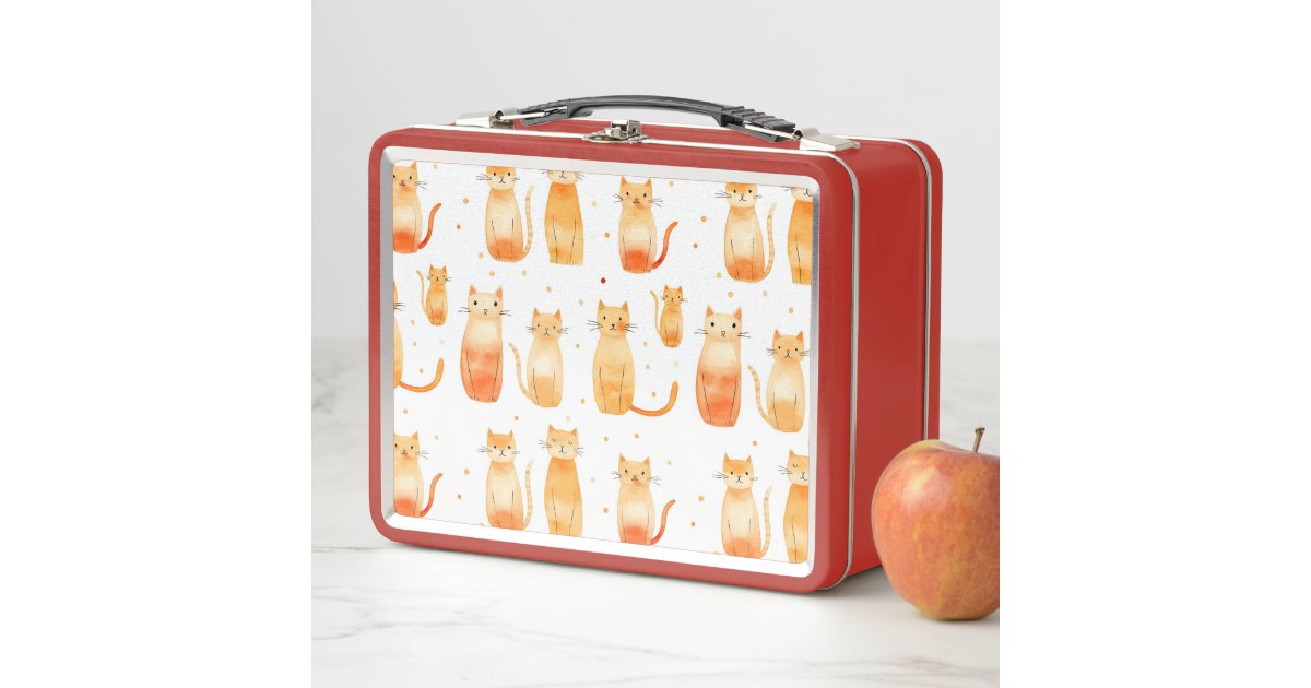 Orange Kitty Cats Metal Lunch Box | Zazzle