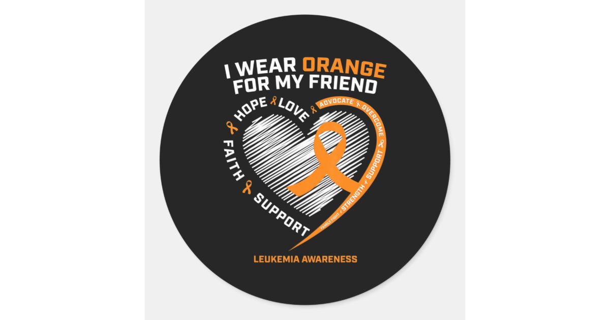 Orange Leukemia Awareness Friend Gifts Men Women Classic Round Sticker ...