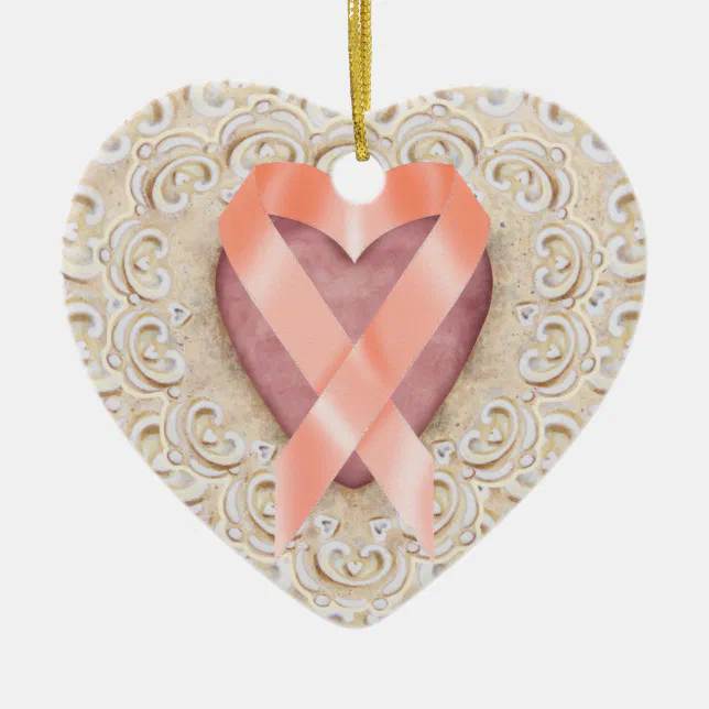 Orange Leukemia Ribbon From the Heart - SR Ceramic Ornament | Zazzle