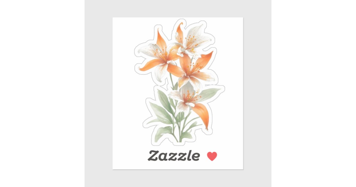 Orange Lily Flowers Sticker | Zazzle