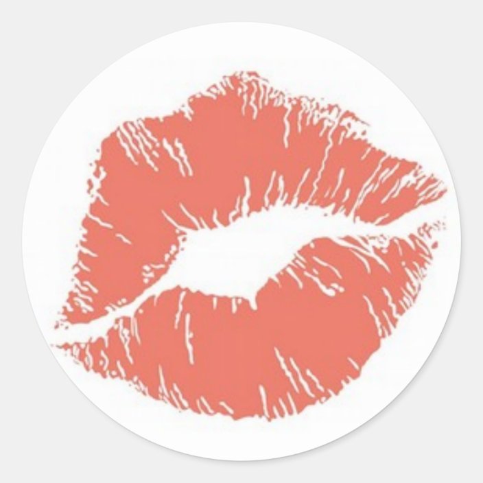 Orange Lipstick Kiss Mark Card Seal Sticker | Zazzle.com