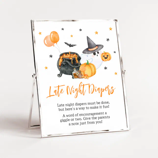 Orange Little Boo Ghost Late Night Diapers Poster | Zazzle