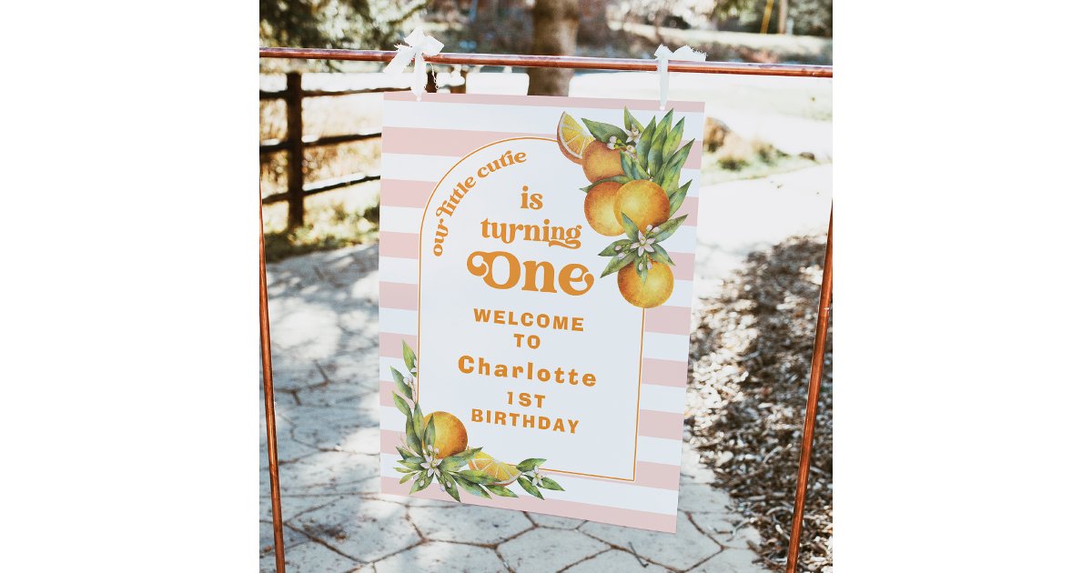 Orange Little Cutie One 1st Birthday Welcome Sign | Zazzle