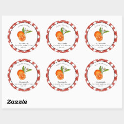 Orange Marmalade Plaid Round Jam Classic Round Sticker | Zazzle
