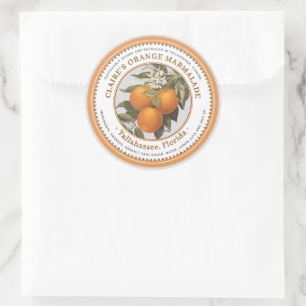 Orange Marmalade Preserves Vintage Orange Classic Round Sticker | Zazzle