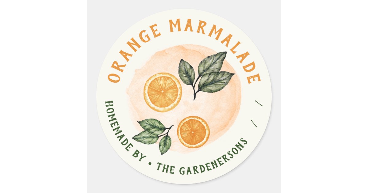 Orange Marmalade Watercolor Classic Round Sticker | Zazzle