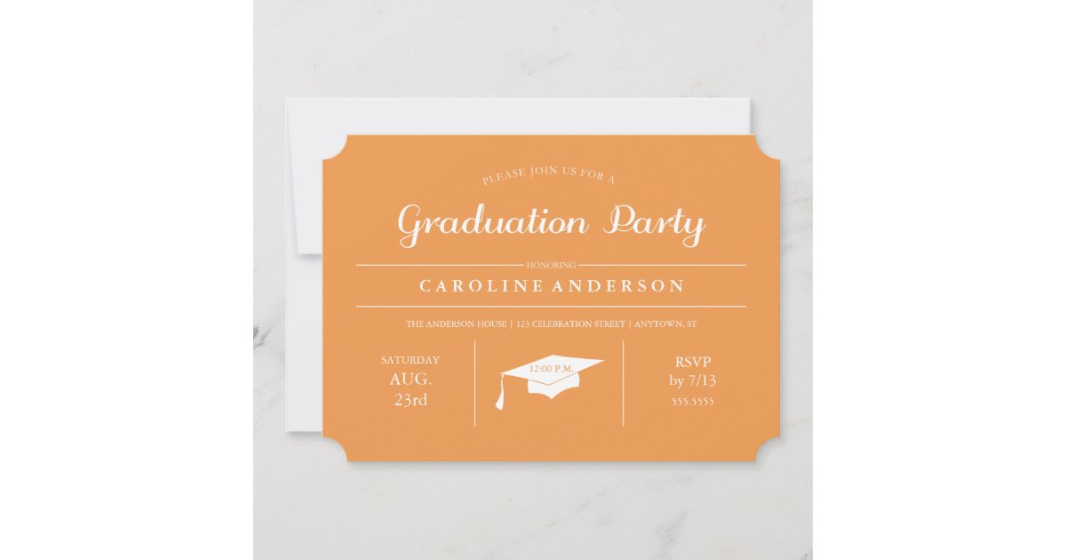 Orange Modern Chic Graduation Invitation | Zazzle