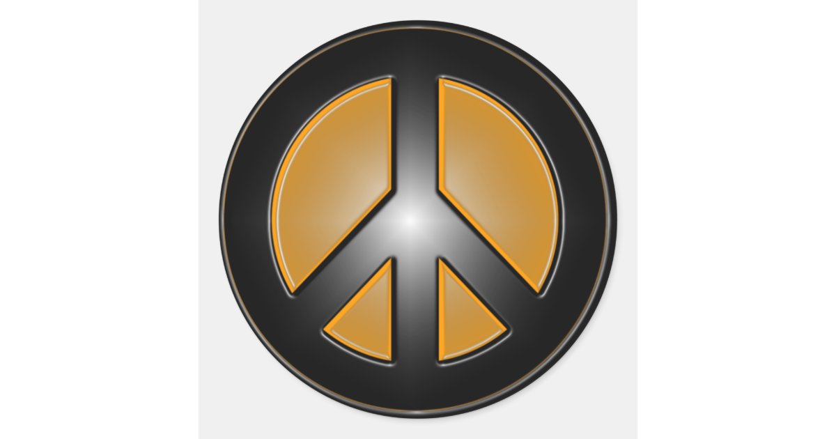 Orange Peace sign Classic Round Sticker | Zazzle