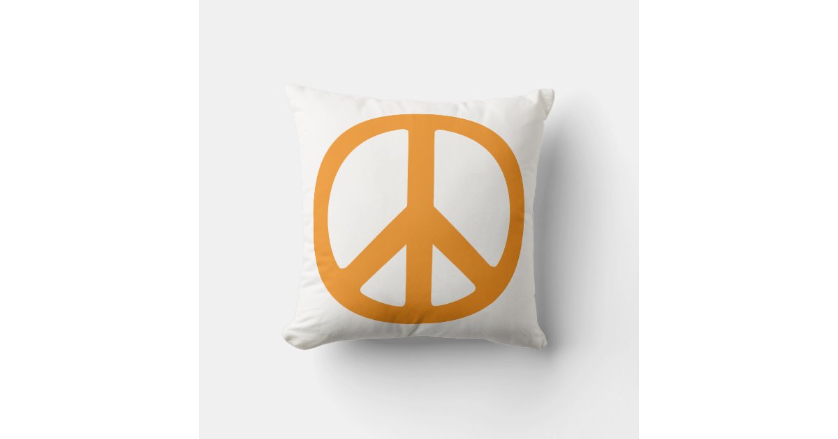 Orange Peace Sign Throw Pillow | Zazzle