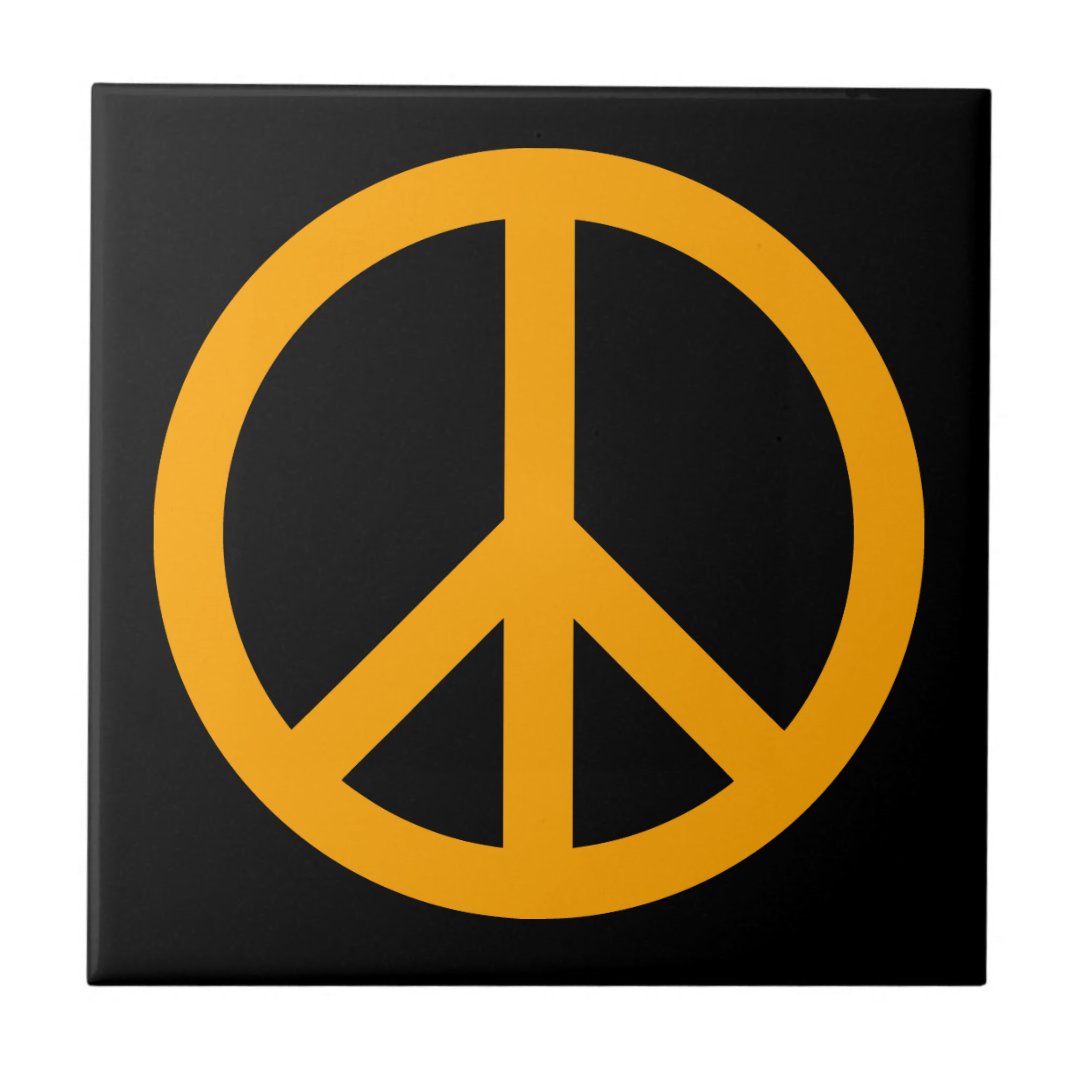 Orange Peace Symbol Tile | Zazzle