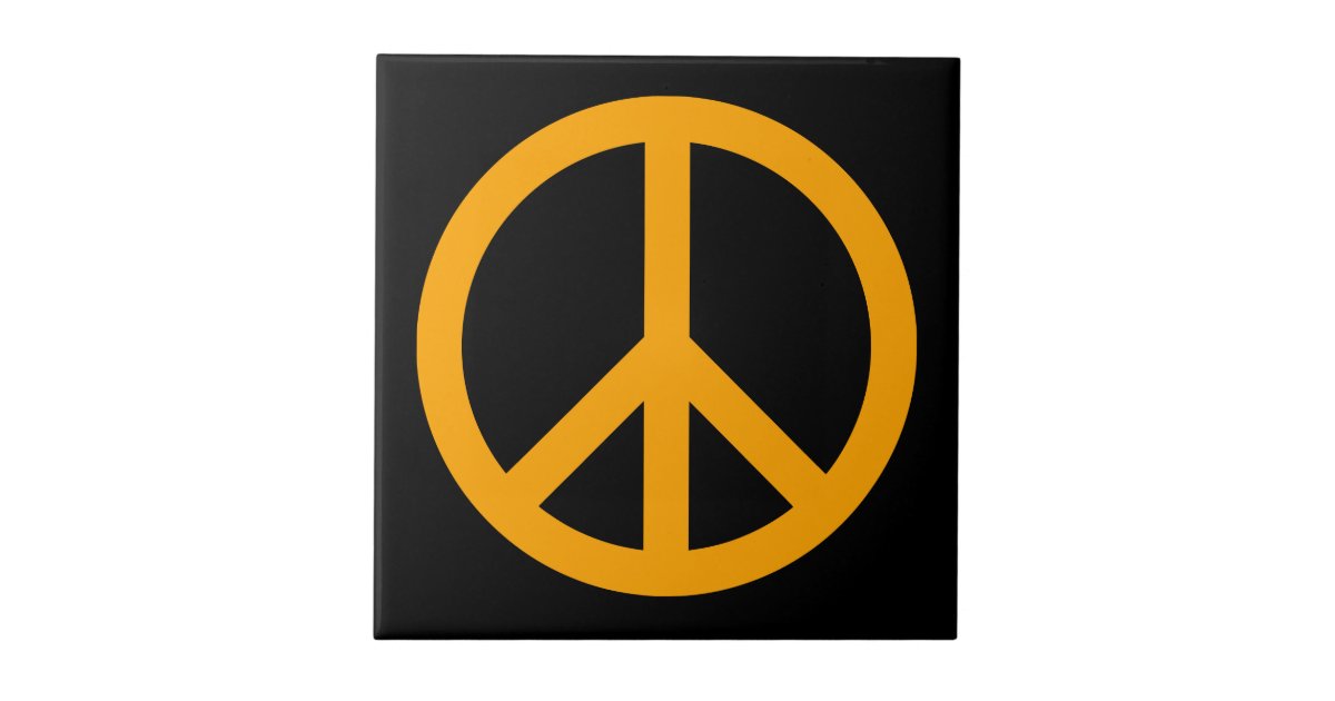 Orange Peace Symbol Tile | Zazzle