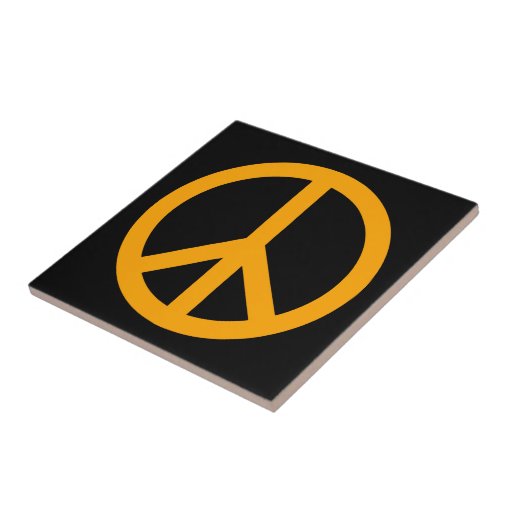 Orange Peace Symbol Tile | Zazzle