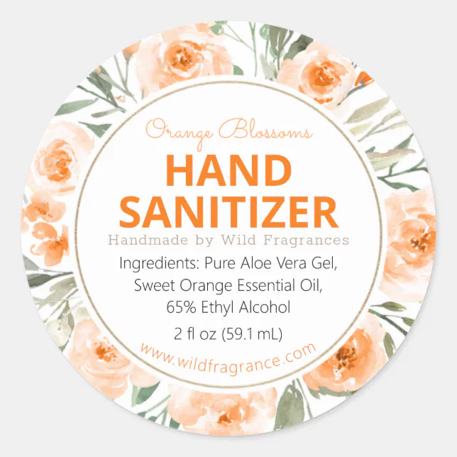 Orange Personalized Hand Sanitizer Soap Label | Zazzle