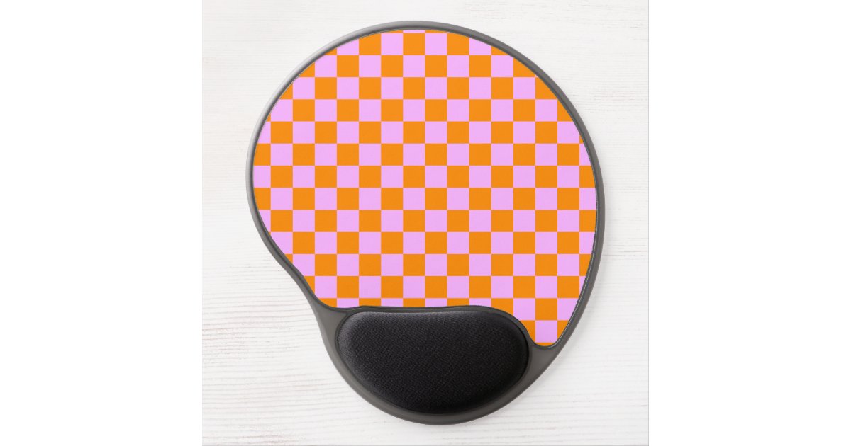 Orange + Pink Check Checkered Checkerboard Pattern Gel Mouse Pad | Zazzle