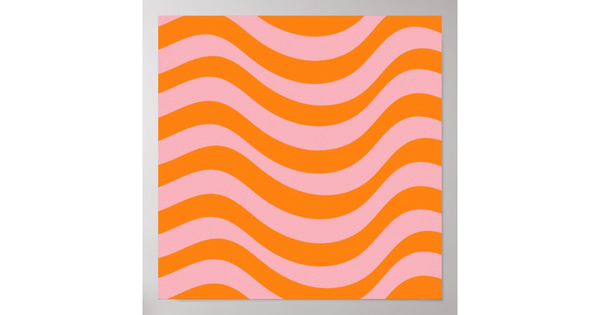 Orange Pink Groovy Retro Abstract Wave Y2K Pattern Poster | Zazzle