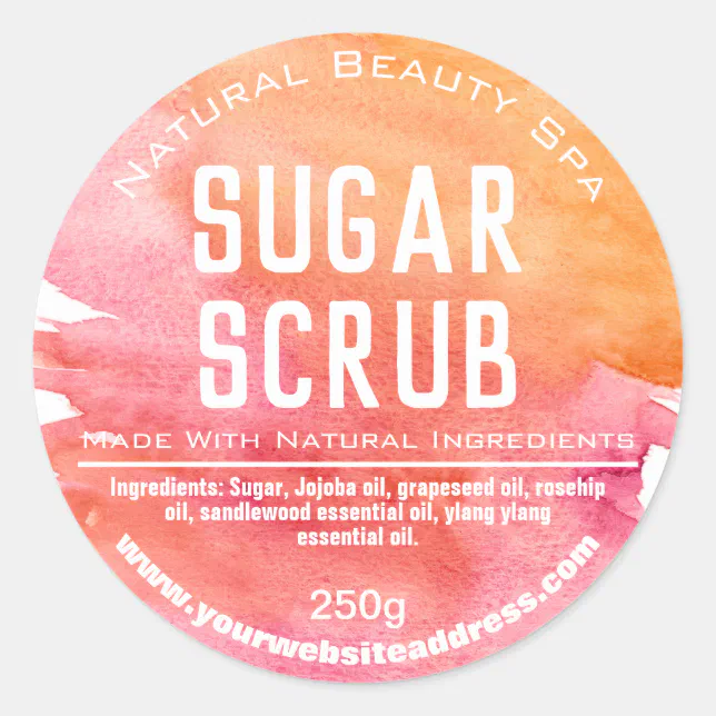 Orange Pink Sunset Colored Sugar Scrub Labels | Zazzle