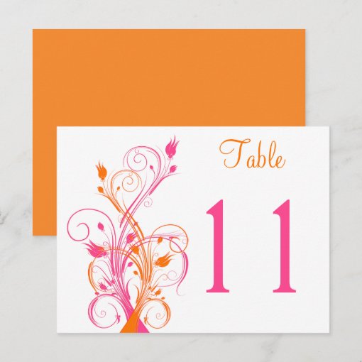Orange Pink White Floral Table Number Postcard | Zazzle