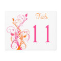 Orange Pink White Floral Table Number Postcard | Zazzle