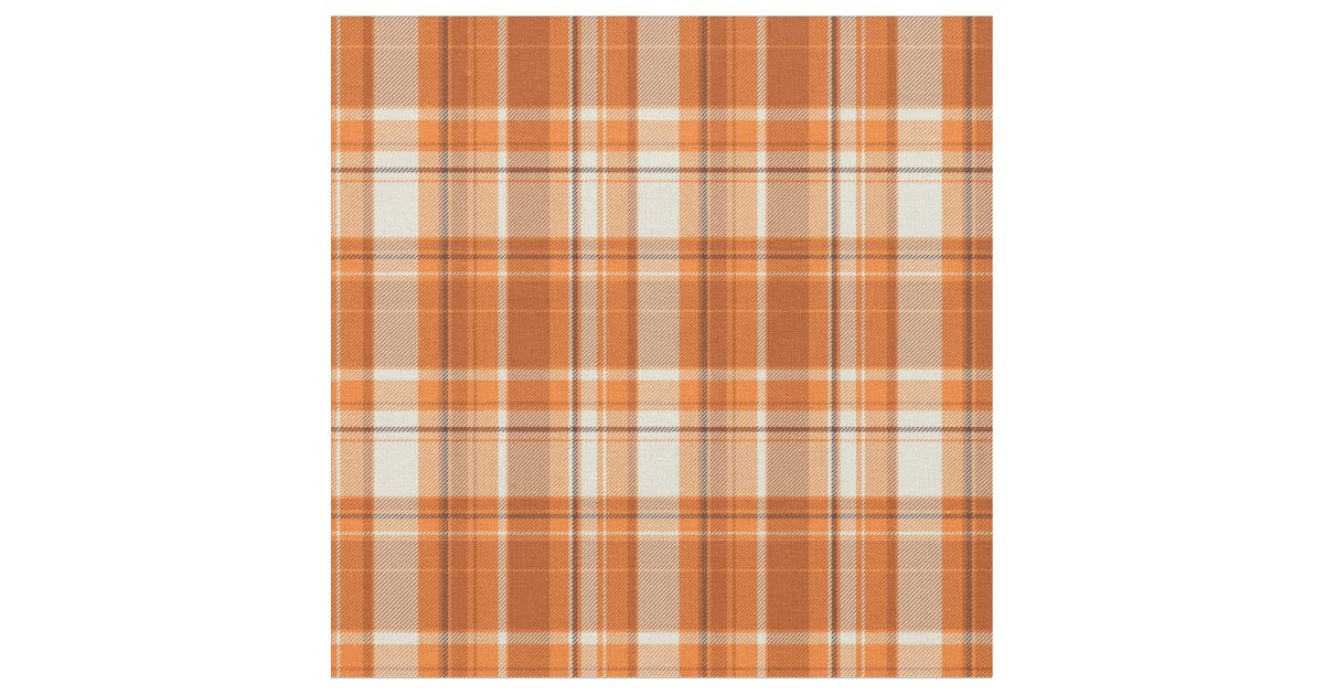 Orange plaid fabric | Zazzle