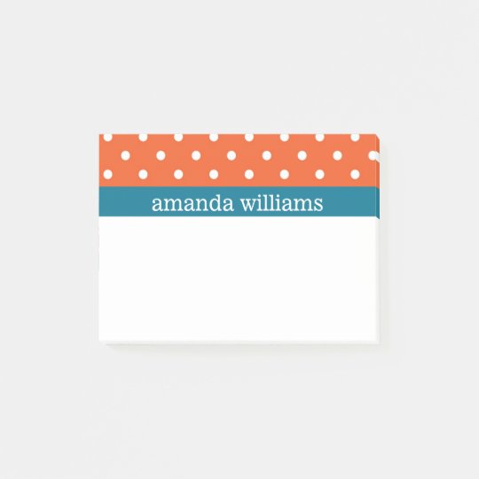 Orange Polka Dots with Blue Stripe Post-it Notes | Zazzle.com