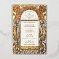 Orange Poppy Wedding Foil Art Nouveau Mucha Foil Invitation | Zazzle