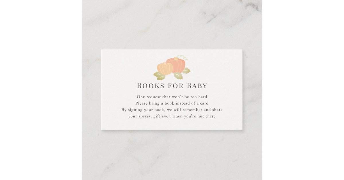 Orange Pumpkin Book Request Enclosure Card | Zazzle