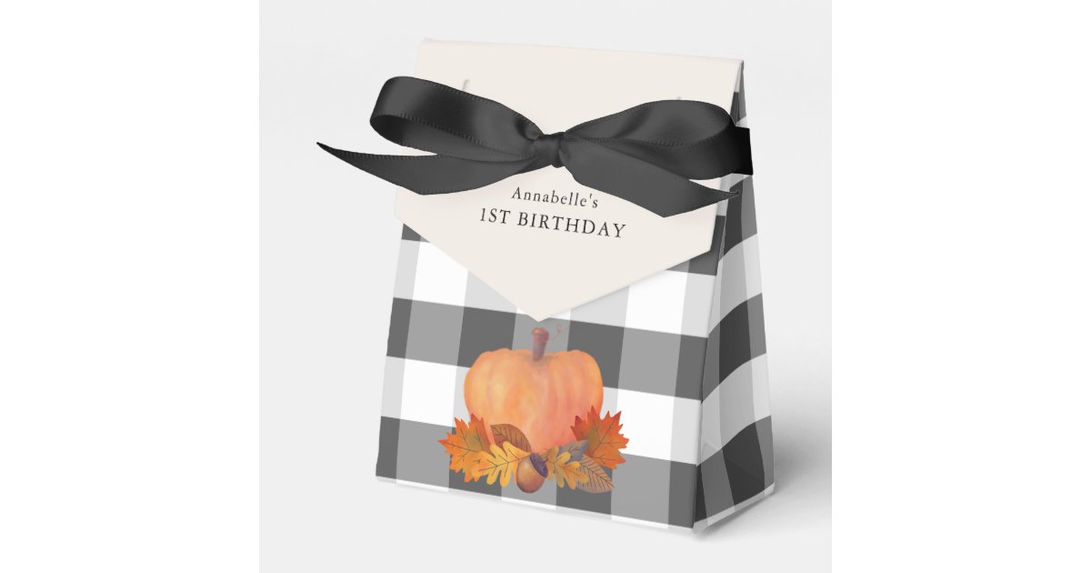 Orange Pumpkin Fall Leaves Birthday Favor Box | Zazzle