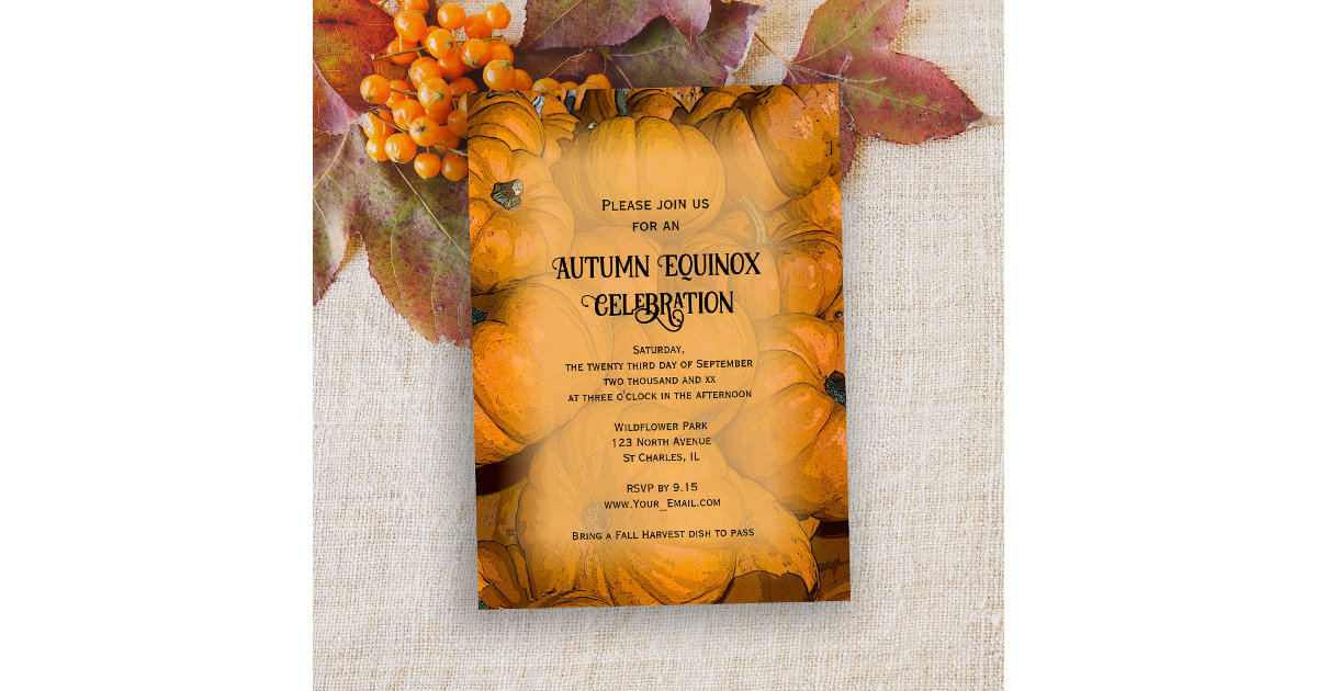 Orange Pumpkins Autumn Equinox Celebration Invitation | Zazzle