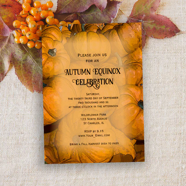 Orange Pumpkins Autumn Equinox Celebration Invitation | Zazzle