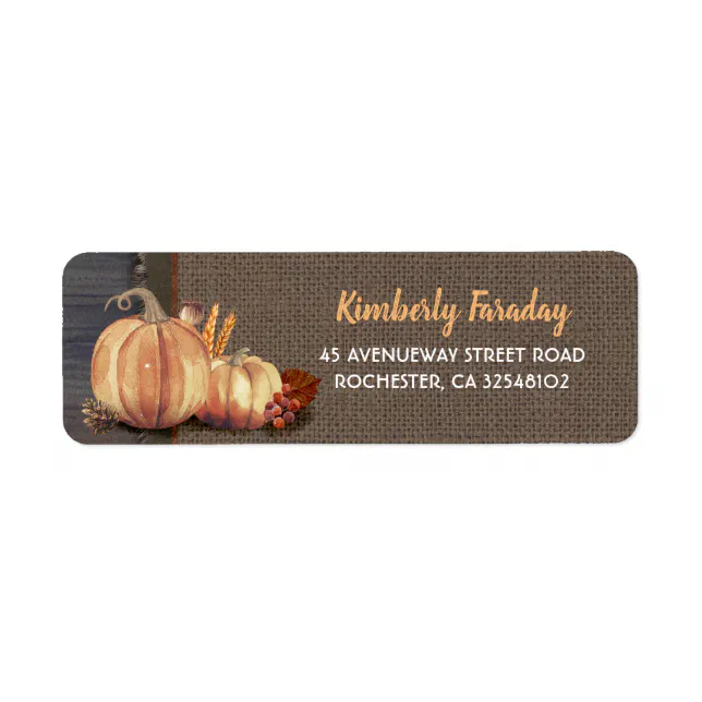 Orange Pumpkins Rustic Fall Party Label | Zazzle