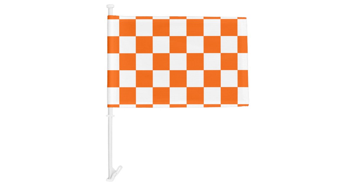 Orange Racing Checkered Flag Display Customizable | Zazzle