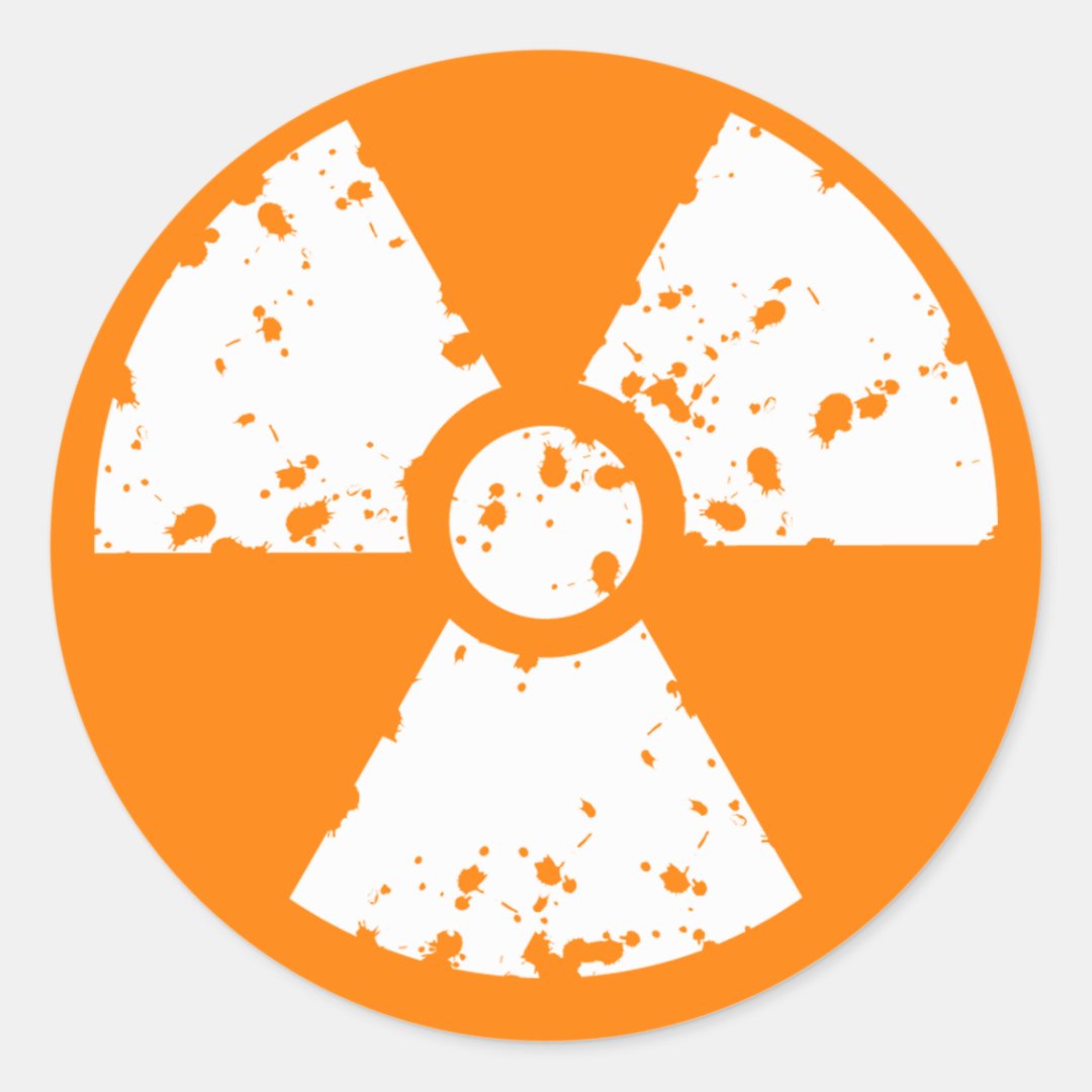Orange Radioactive Symbol Classic Round Sticker | Zazzle