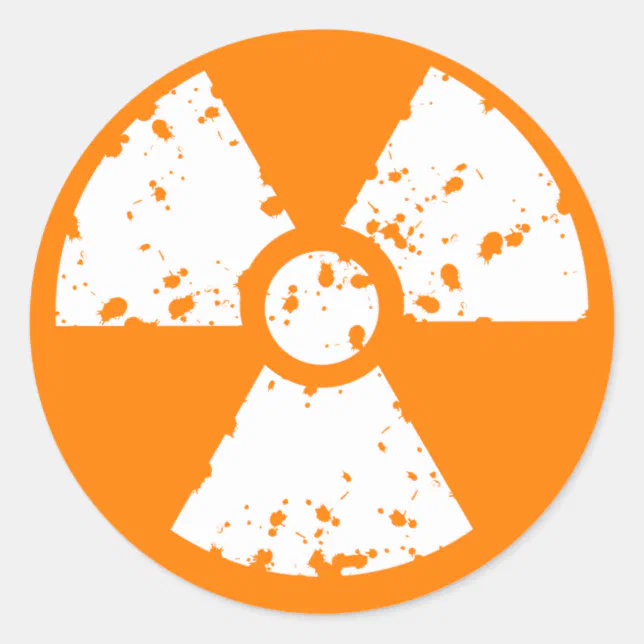 Orange Radioactive Symbol Classic Round Sticker | Zazzle