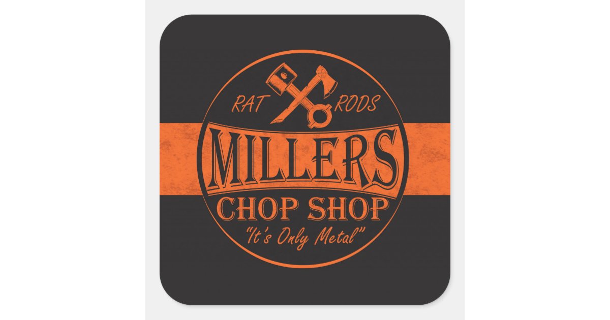 Orange Rat Rods Logo Square Sticker | Zazzle