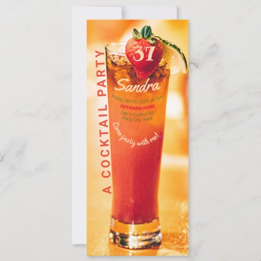 Orange Red Cocktail Birthday Party Invitation | Zazzle