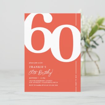 Orange Red Sixty 60th Birthday Party Invitations | Zazzle