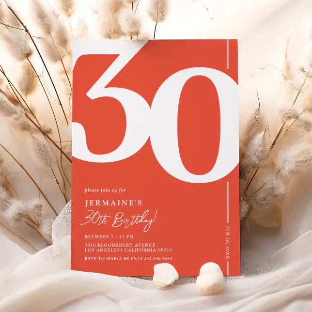Orange Red Thirty 30th Birthday Party Invitations | Zazzle
